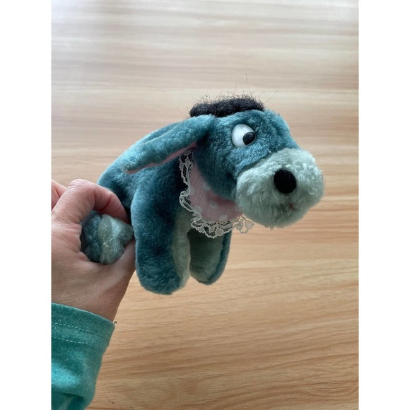 Toys | Very Rare Disney Vintage Eeyore Plush W Pink Lace Bib 7 Stuffed ...